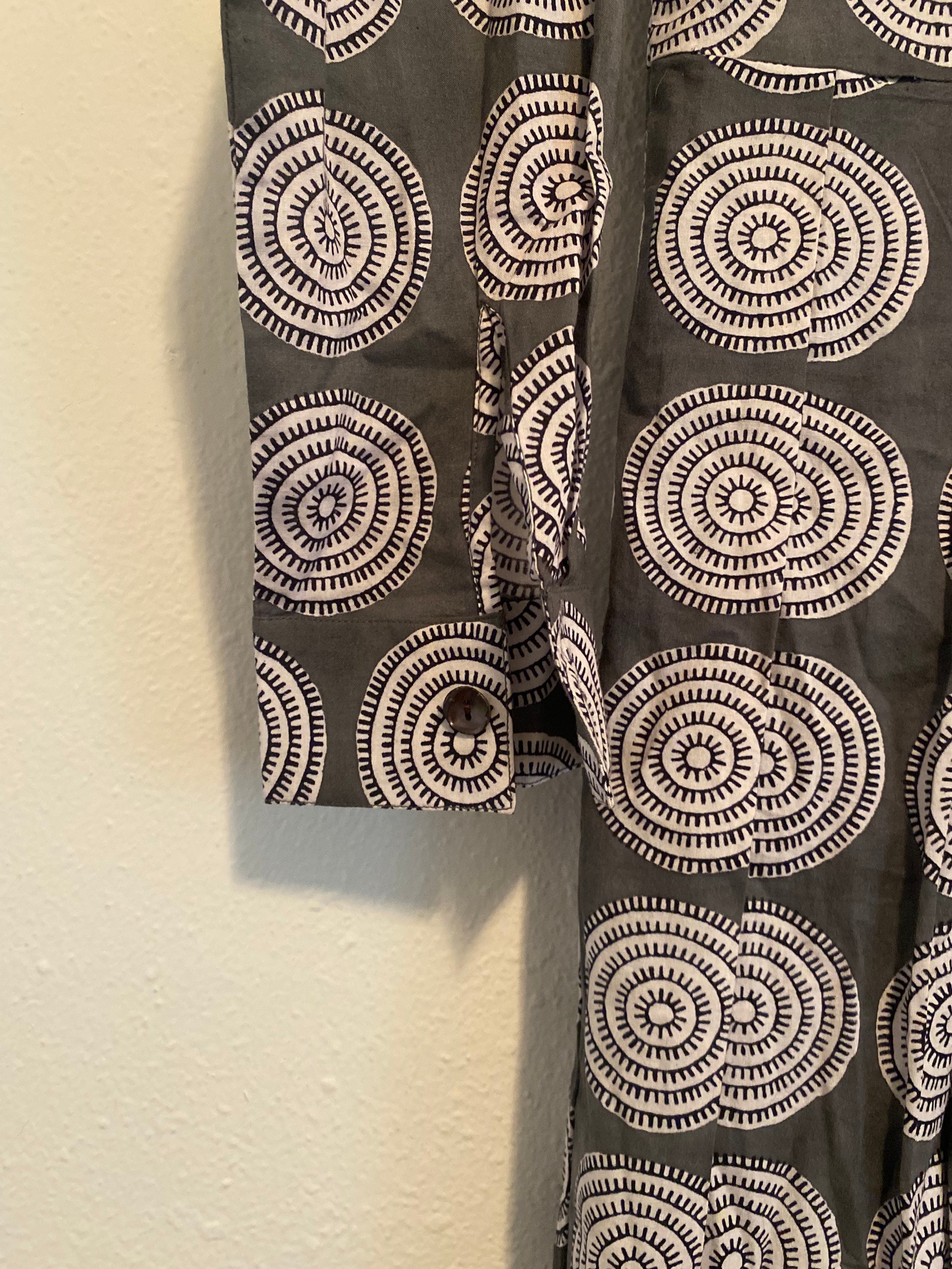 Funky Patterned Dress With Pleats and Buttons - Etsy UK