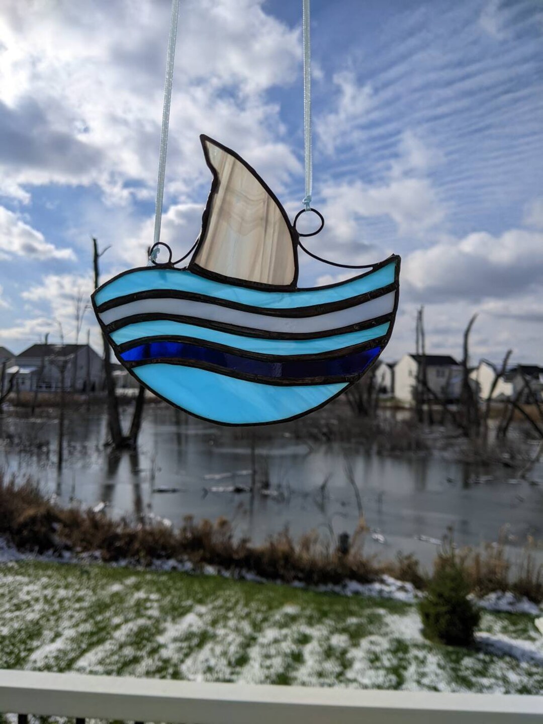 Stained Glass Shark Fin Shark Week Shark Lover Ocean Lover - Etsy