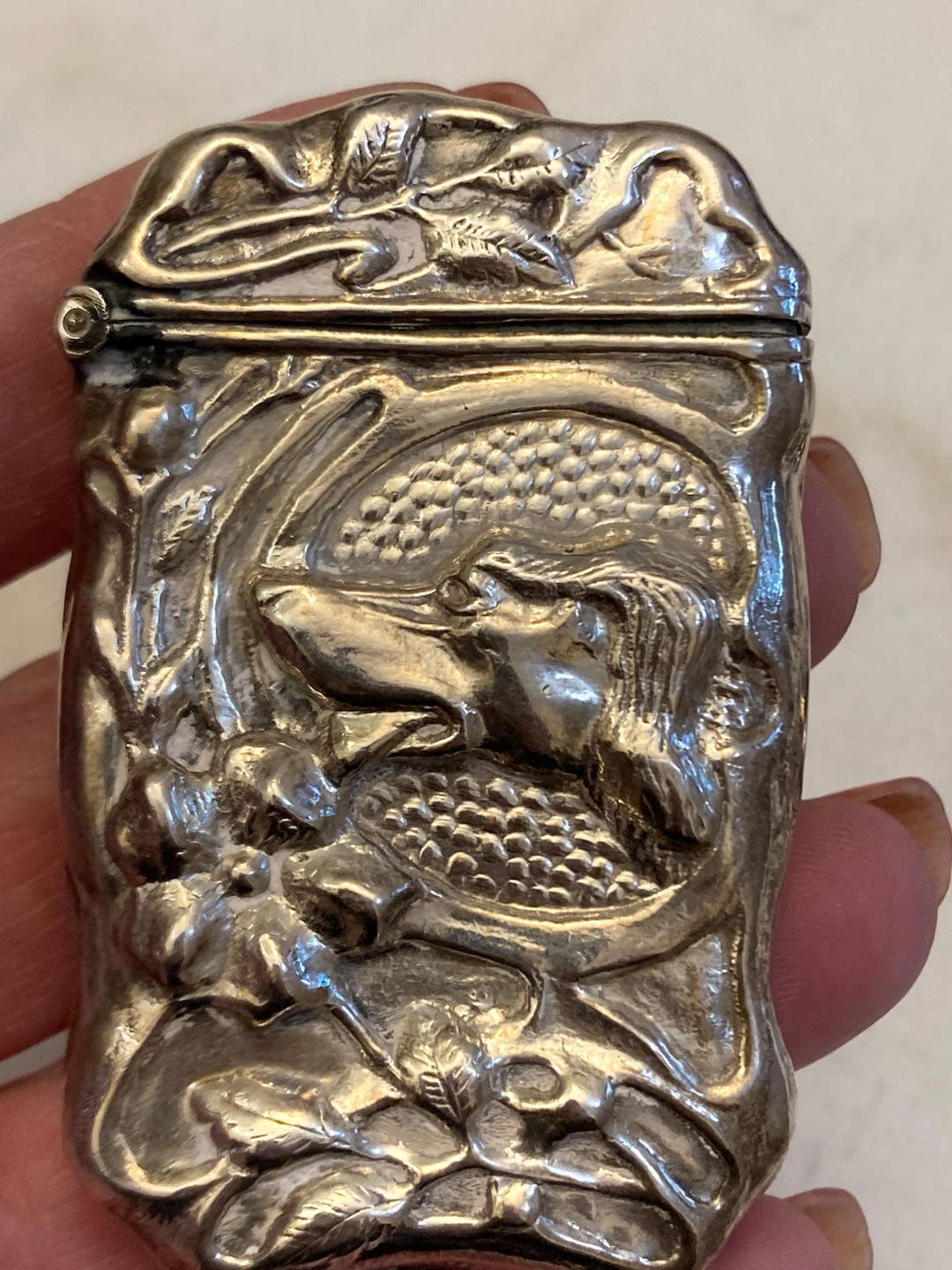 Antique Dog Matchbox in Silver - Etsy