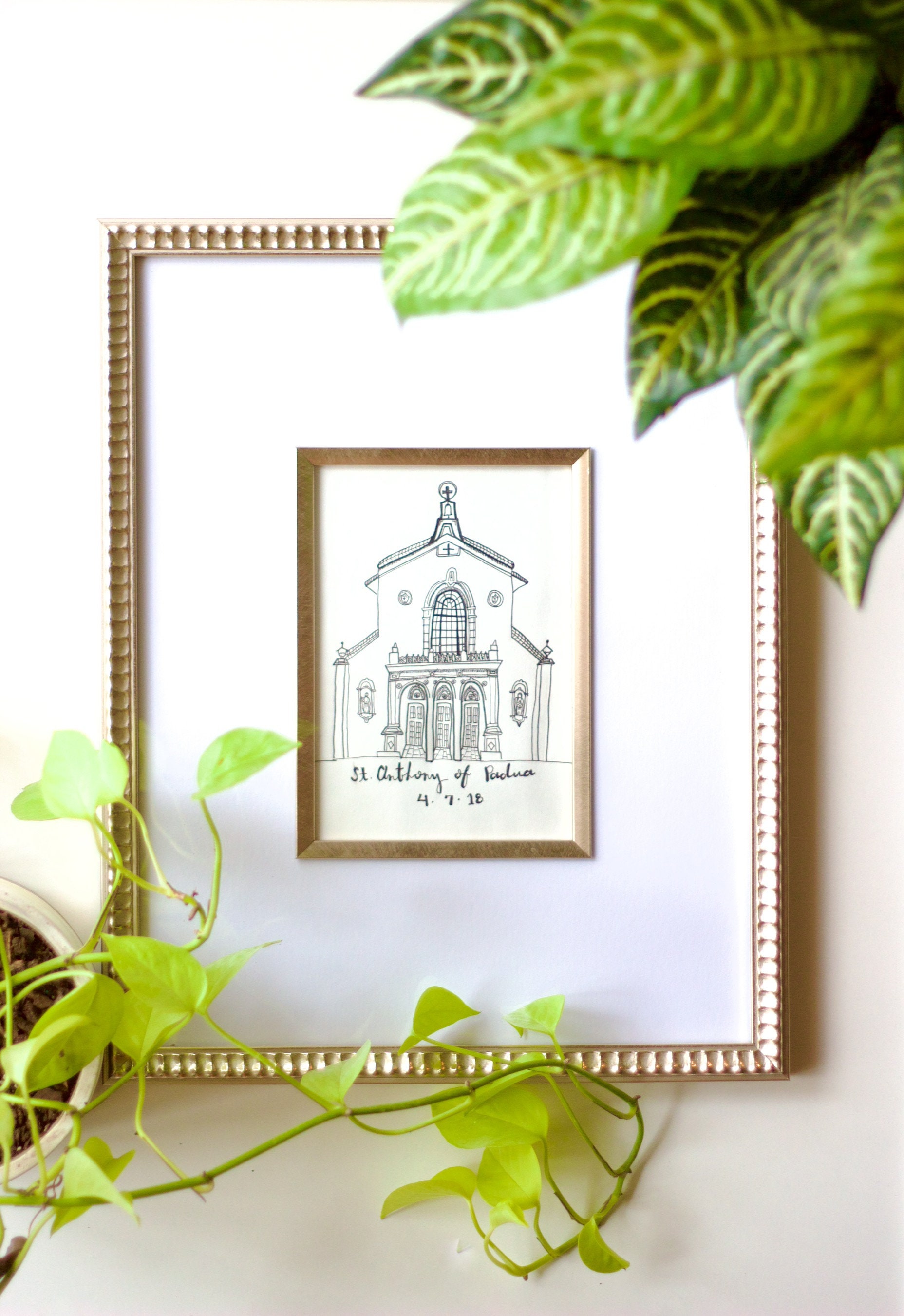 Custom Hand-drawn Church Ink Illustration, Wedding Gift (8x10) - Etsy