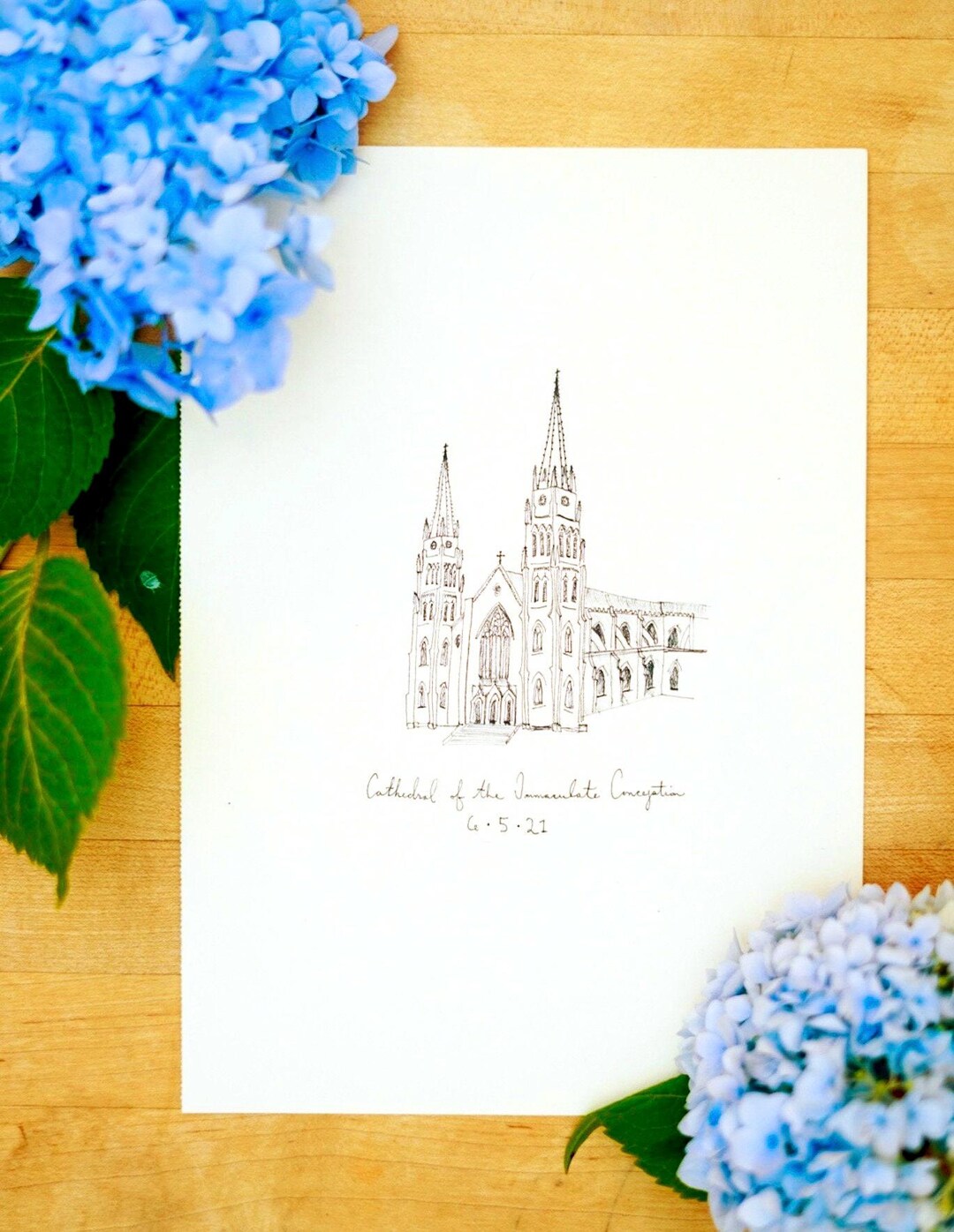 Custom Hand-drawn Ink Church Illustrations for Weddings, Baptisms ...