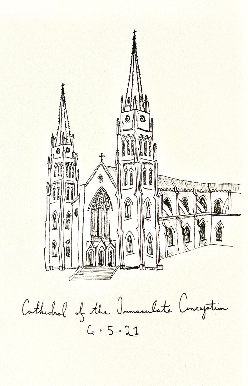 Custom Hand-drawn Ink Church Illustrations for Weddings, Baptisms ...