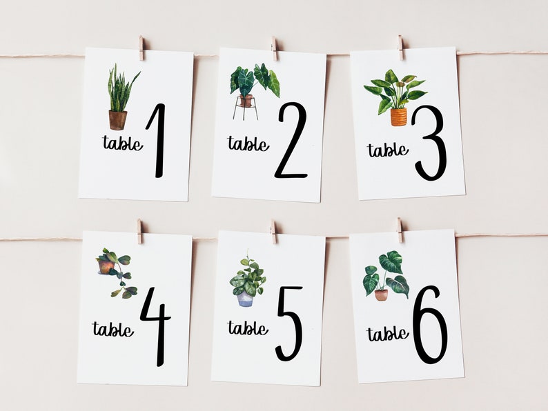 Plant Themed Table Number Cards // Instant Digital Download // - Etsy