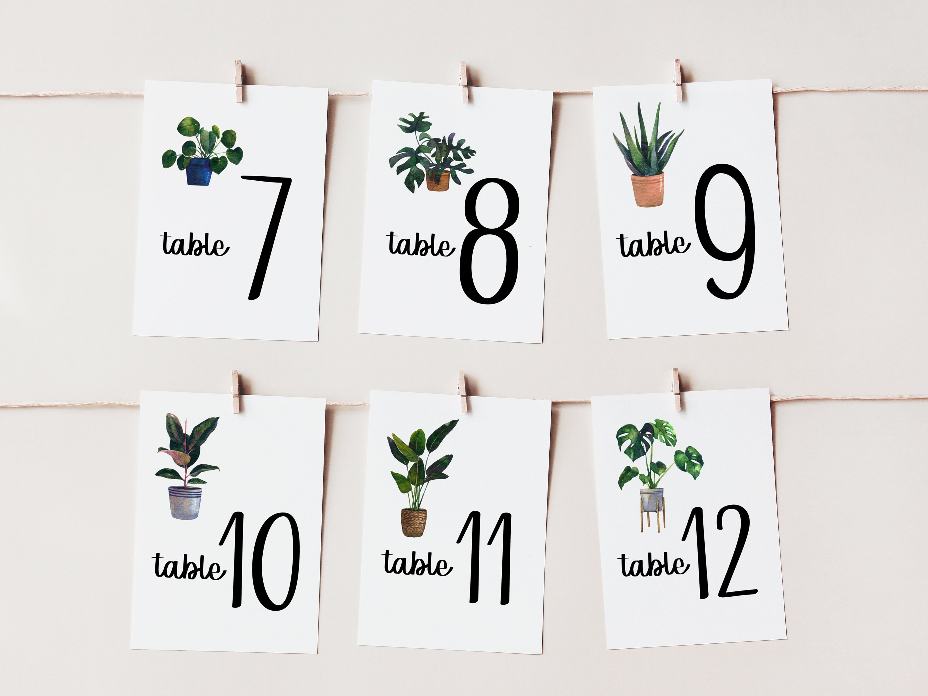 Plant Themed Table Number Cards // Instant Digital Download // 5x7 ...