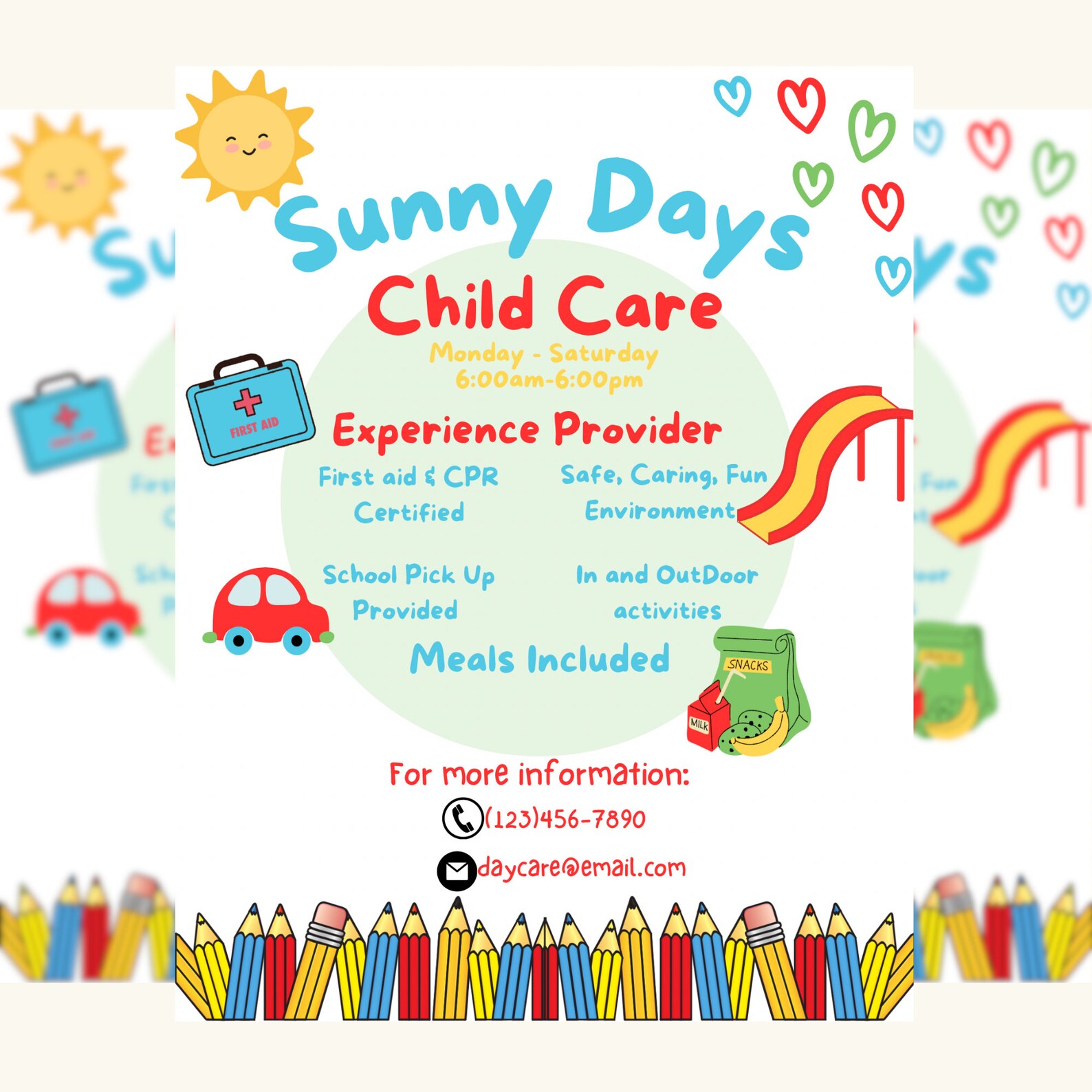 Child Care Provider Editable Advertisement Daycare Flyer Template Baby ...