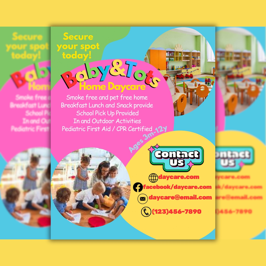 Child Care Provider Editable Advertisement - Daycare Flyer Template ...