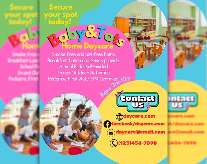 Child Care Provider Editable Advertisement - Daycare Flyer Template ...