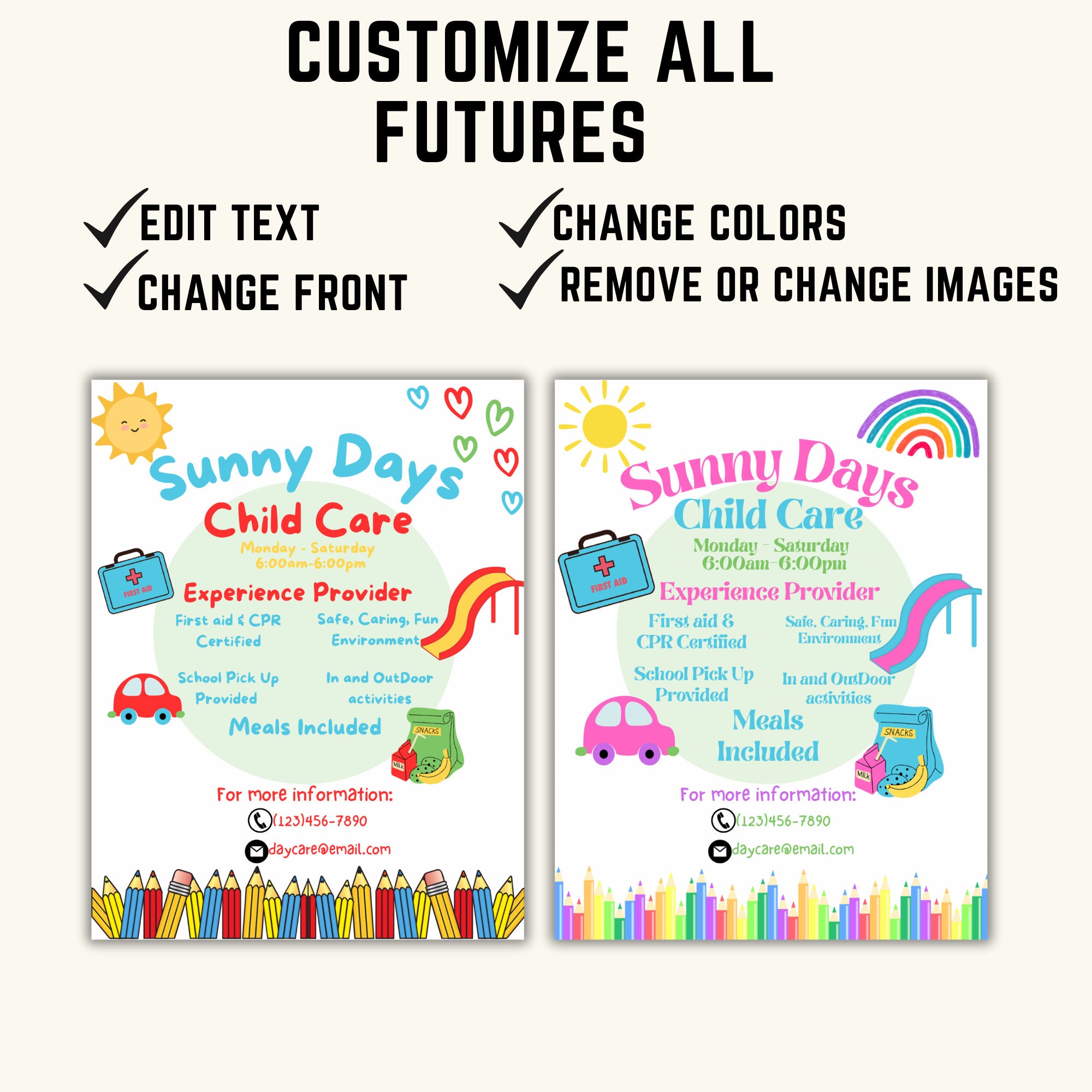 Child Care Provider Editable Advertisement Daycare Flyer Template Baby ...