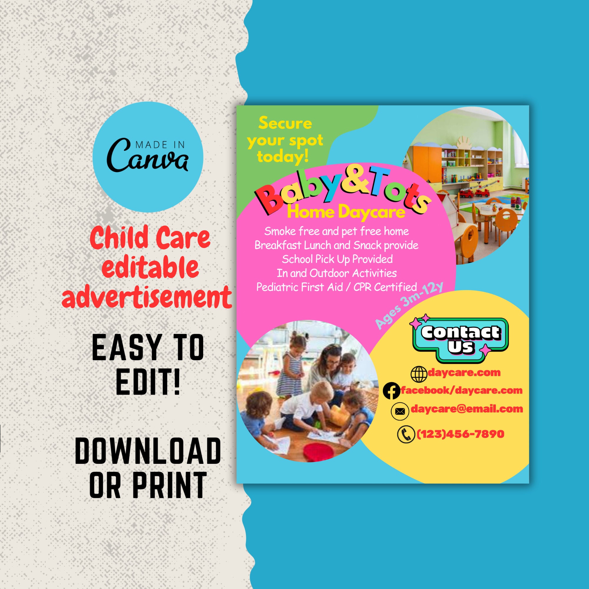 Child Care Provider Editable Advertisement - Daycare Flyer Template ...