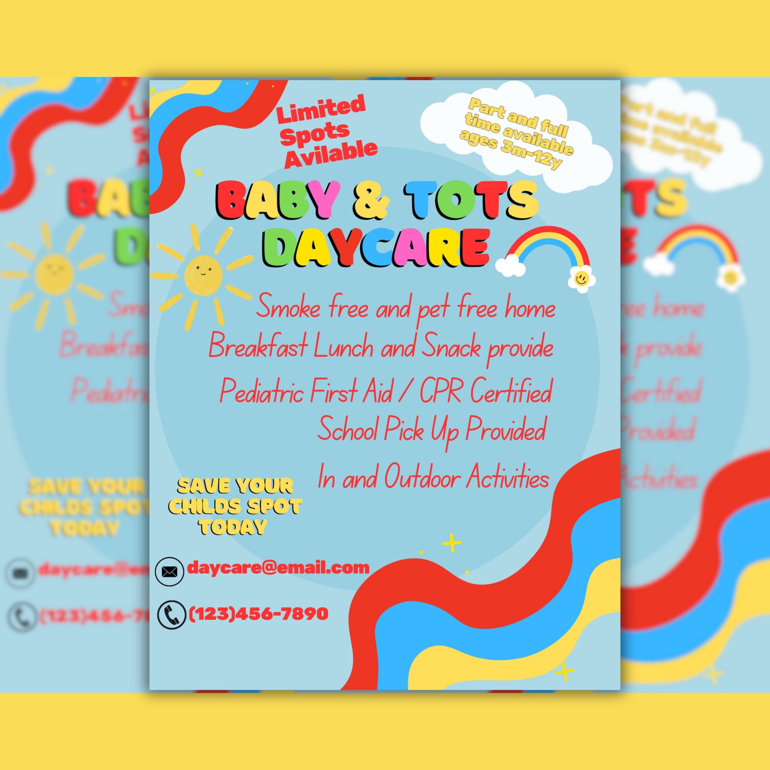 Child Care Provider Editable Advertisement - Daycare Flyer Template ...