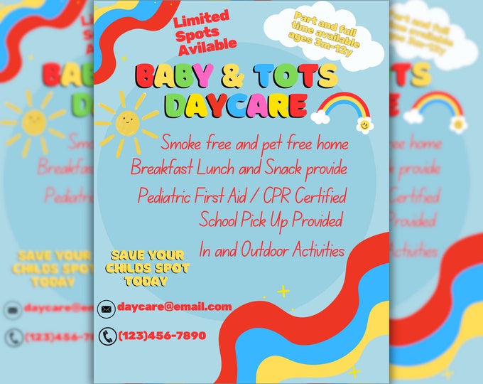 Child Care Provider Editable Advertisement - Daycare Flyer Template ...