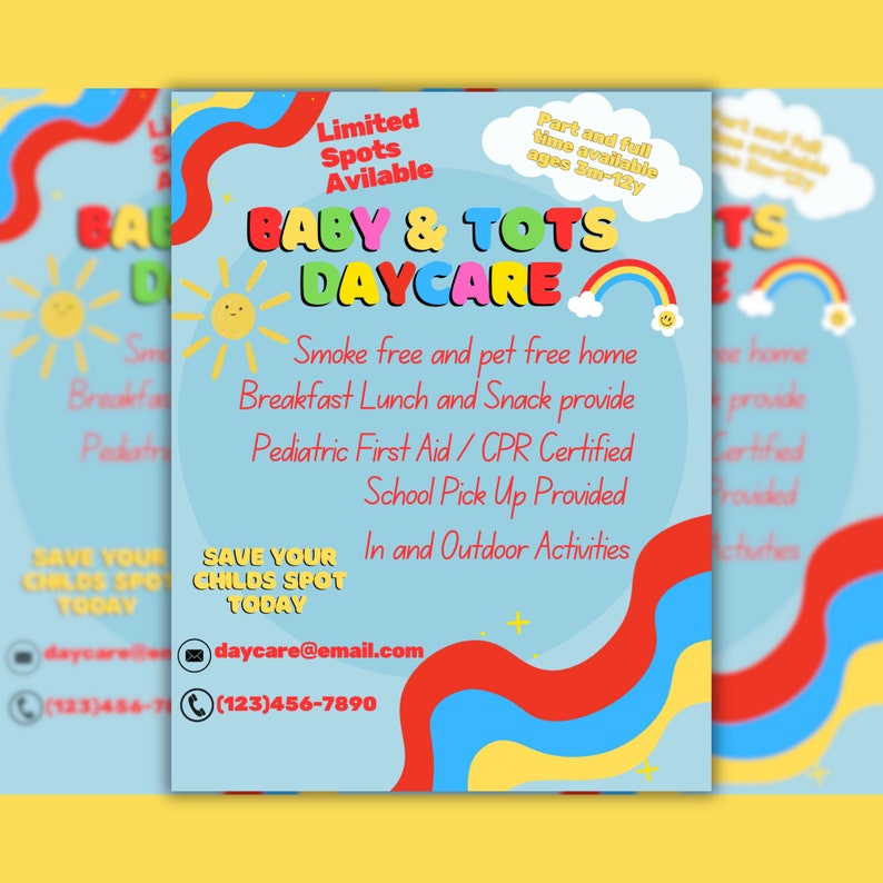 Child Care Provider Editable Advertisement - Daycare Flyer Template ...