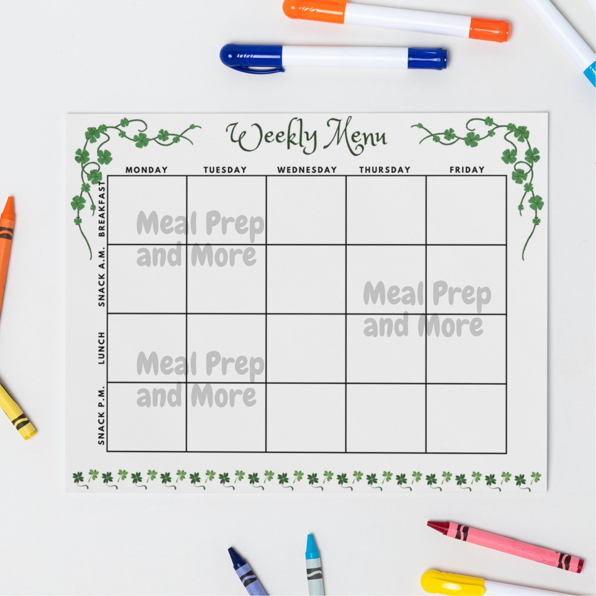 Childcare Weekly Menu Log Download - Saint Patrick’s Day Daycare Food ...