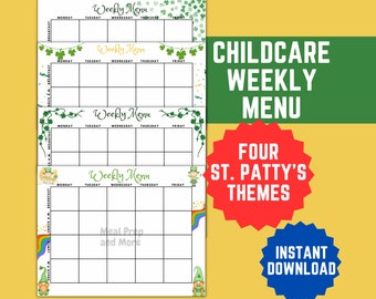 Childcare Weekly Menu Editable Template - Daycare Food Tracker ...