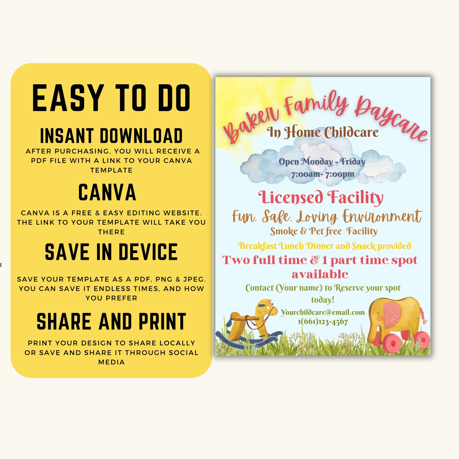 Child Care Provider Editable Advertisement - Daycare Flyer Template ...
