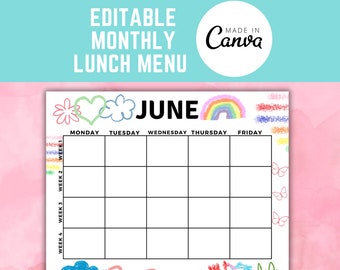 Childcare Weekly Menu Editable Template - Daycare Food Tracker ...