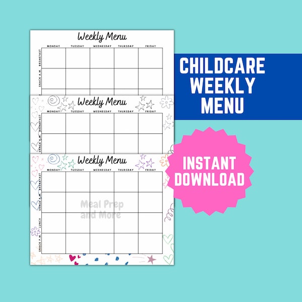 Childcare Menu Plan - Etsy