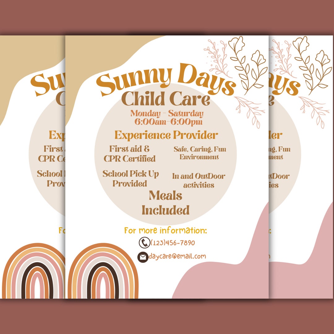 Child Care Provider Editable Advertisement - Daycare Flyer Template ...