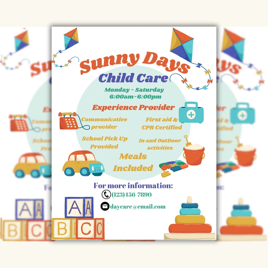 Child Care Provider Editable Advertisement - Daycare Flyer Template ...