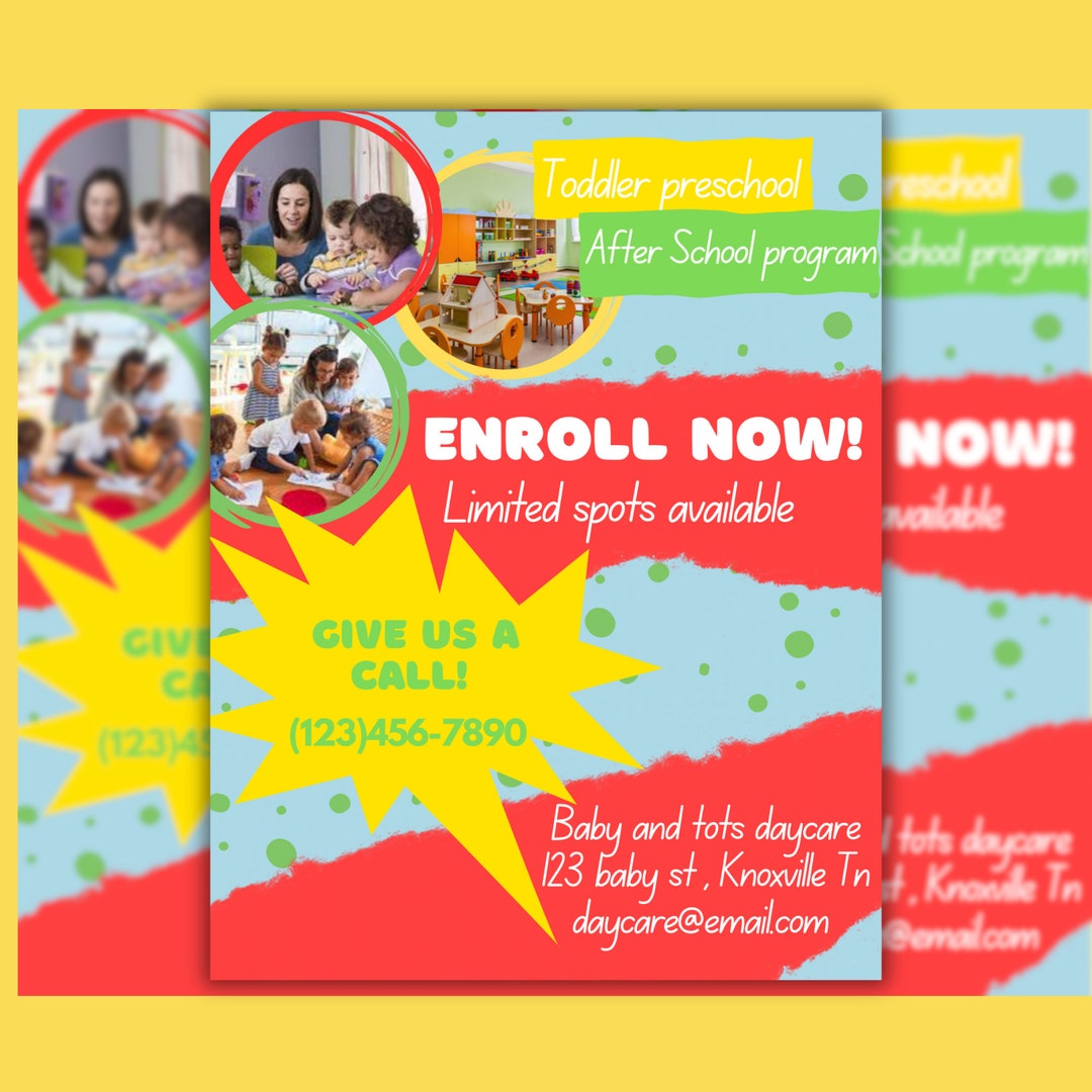 Child Care Editable Advertisement - Pre School Template - Learning ...