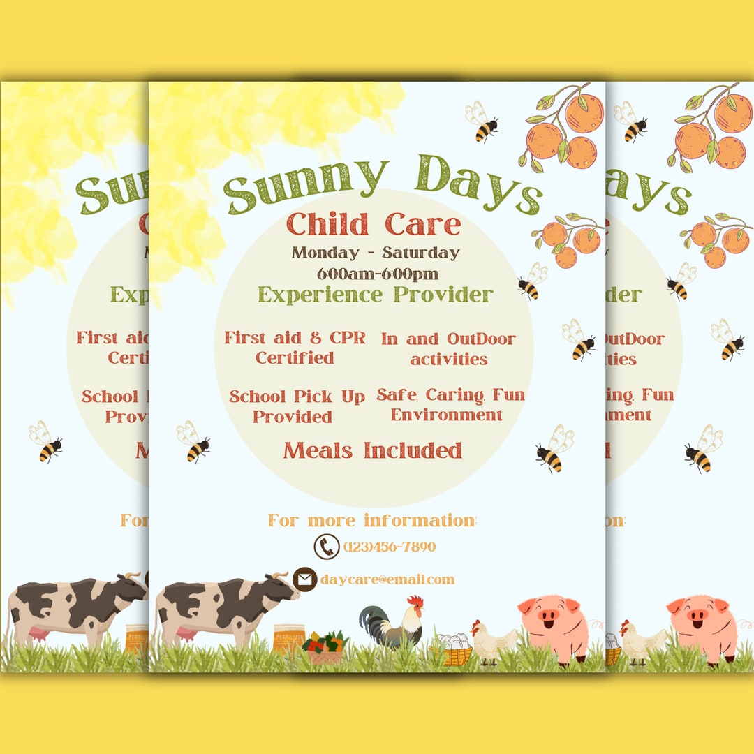 Child Care Provider Editable Advertisement - Daycare Flyer Template ...
