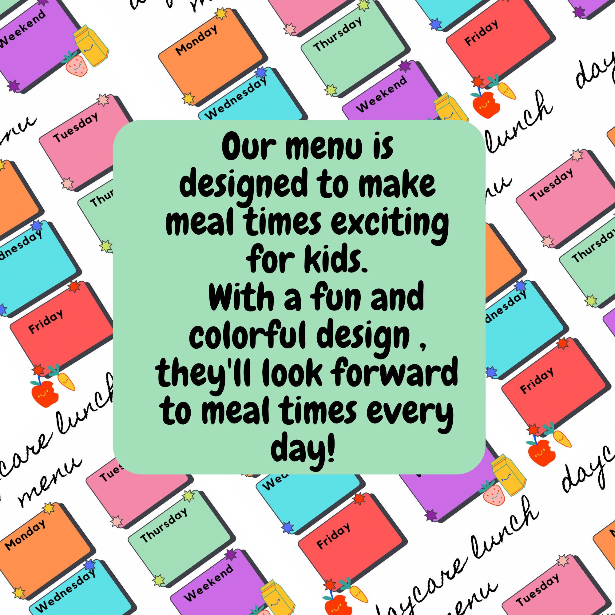 Daycare Meal Planner READY TO PRINT - Etsy