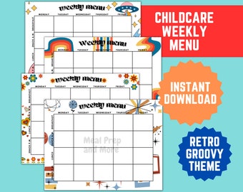 Childcare Weekly Menu Editable Template - Daycare Food Tracker ...