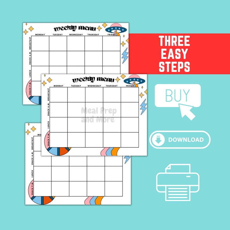 Childcare Weekly Menu Log Download - Multipack Retro Daycare Food Tracker - Caregiver Food ...