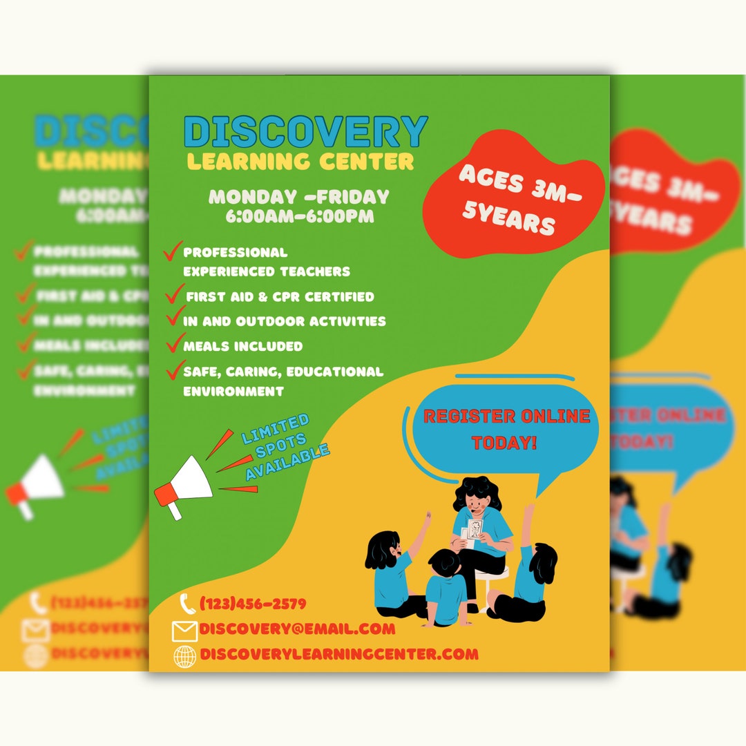 Child Care Editable Advertisement - Pre School Template - Learning ...