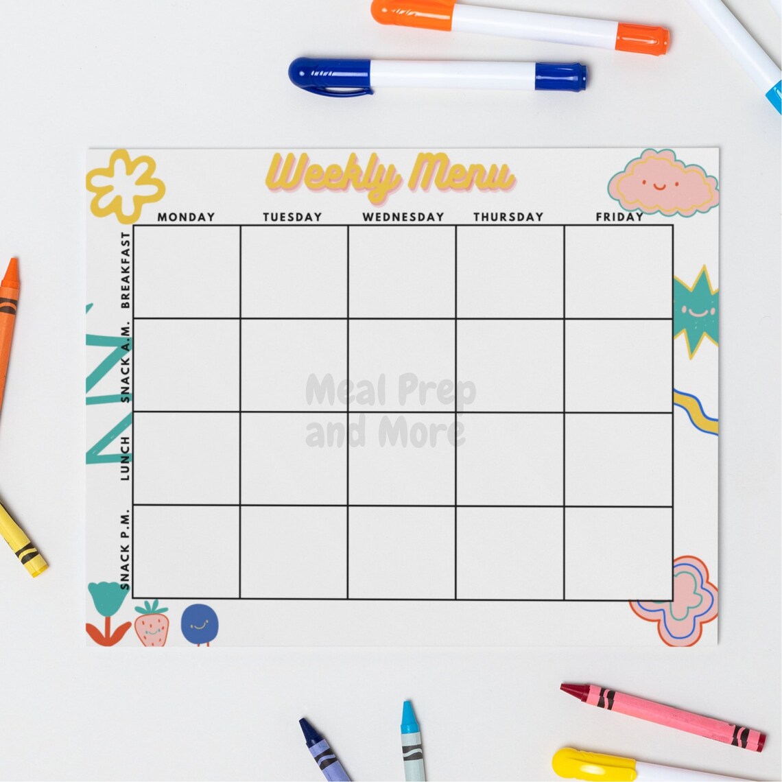 Childcare Weekly Menu Editable Template - Daycare Food Tracker ...