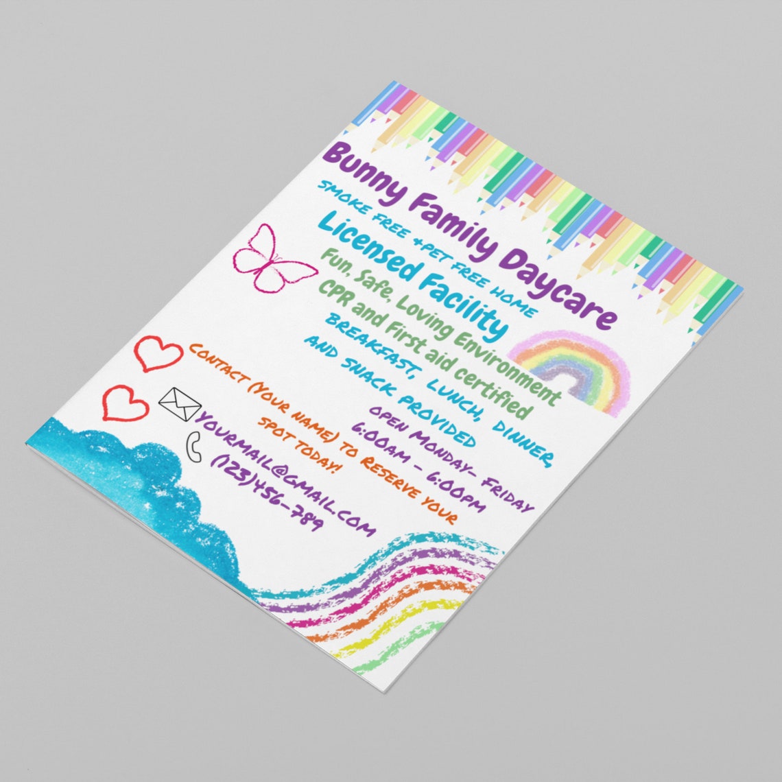Child Care Provider Editable Advertisement - Daycare Flyer Template ...