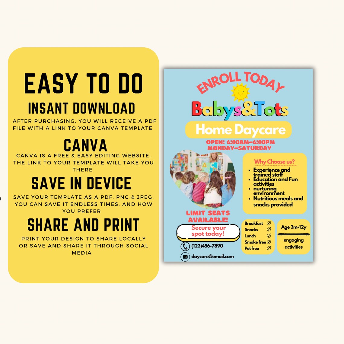 Child Care Provider Editable Advertisement - Daycare Flyer Template ...