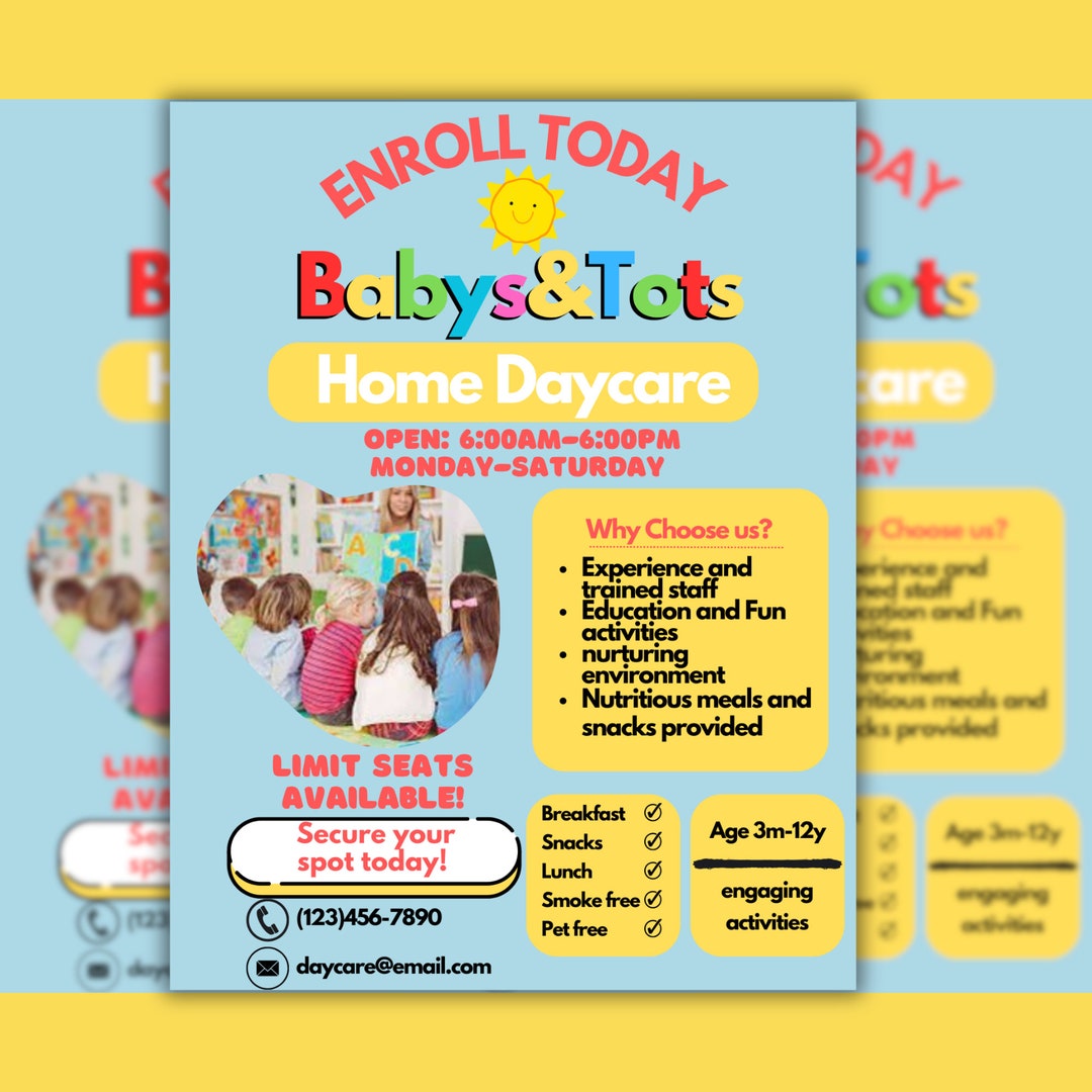 Child Care Provider Editable Advertisement - Daycare Flyer Template ...