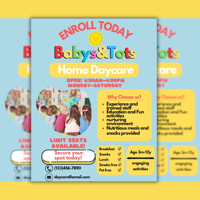 Child Care Provider Editable Advertisement - Daycare Flyer Template ...