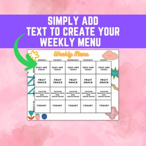 Childcare Weekly Menu Editable Template - Daycare Food Tracker ...
