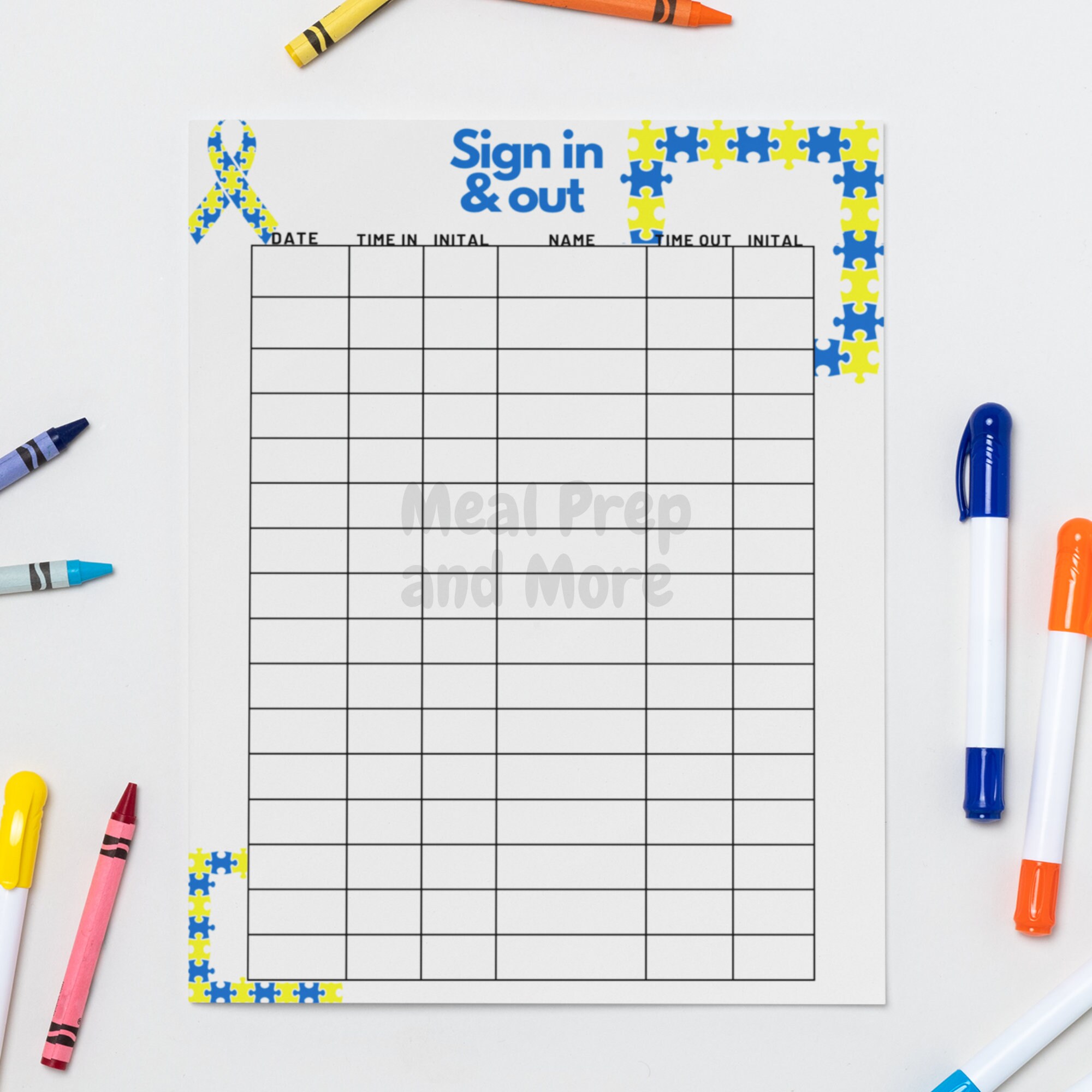 Sign in and Out Logs - Autism Awareness - Special Needs Log ...