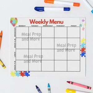 Autism Awareness Childcare Weekly Menu Download - Multipack Daycare ...