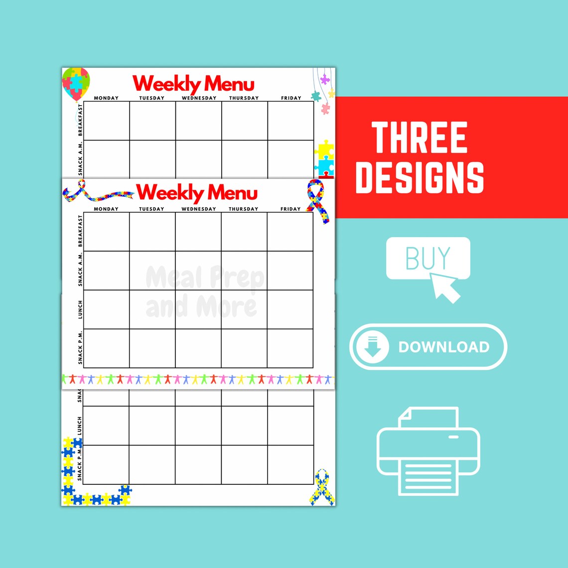 Autism Awareness Childcare Weekly Menu Download - Multipack Daycare ...