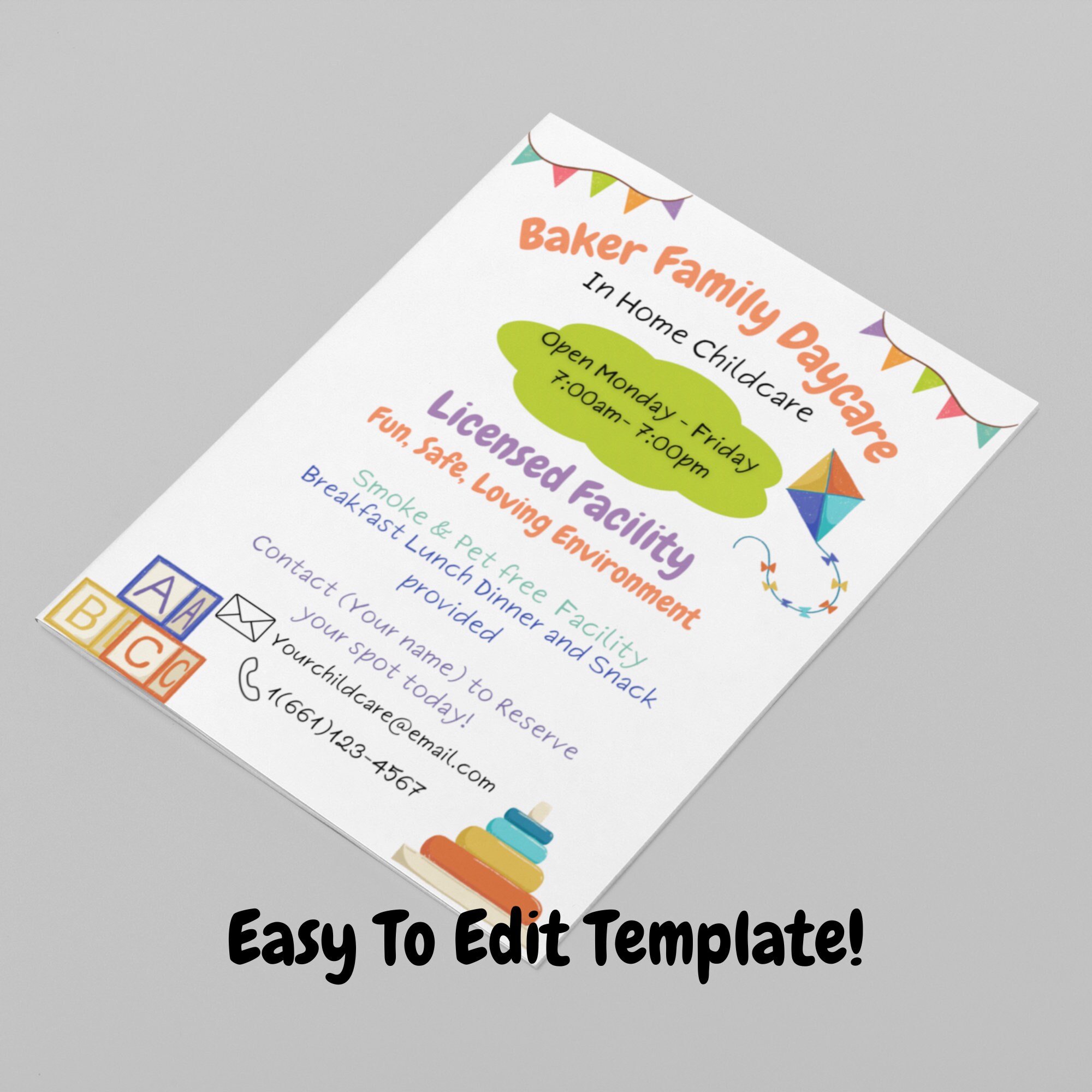 Child Care Provider Editable Advertisement - Daycare Flyer Template ...