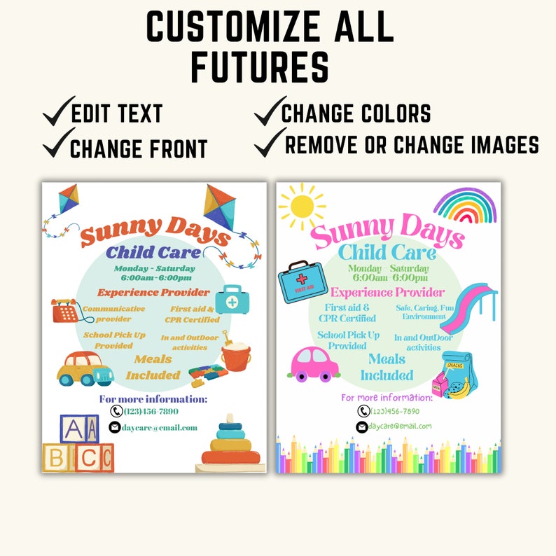 Child Care Provider Editable Advertisement - Daycare Flyer Template ...