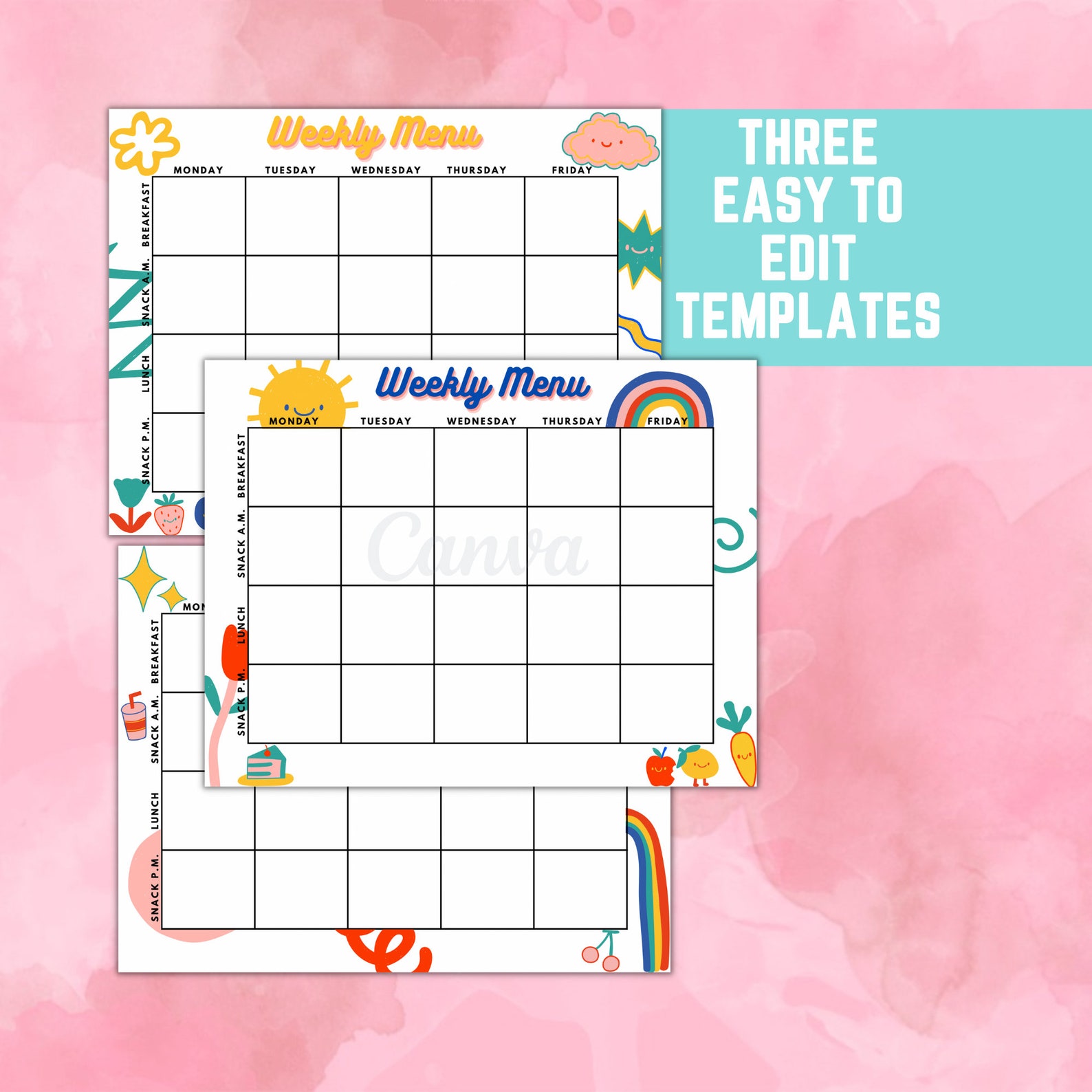 Childcare Weekly Menu Editable Template - Daycare Food Tracker ...