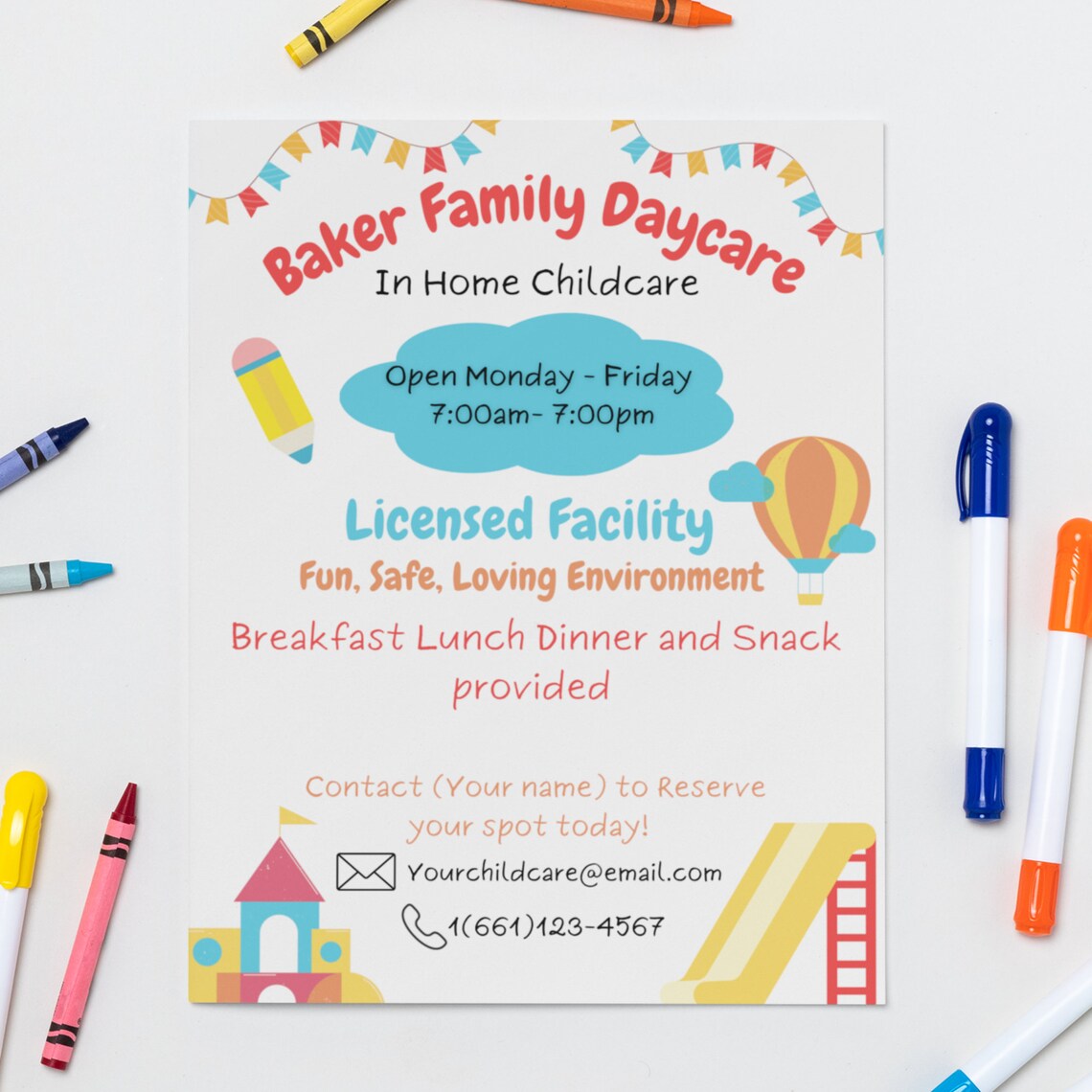 Child Care Provider Editable Advertisement - Daycare Flyer Template ...