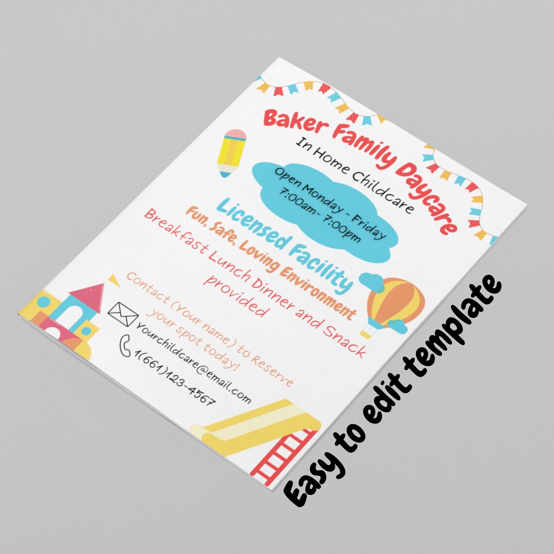 Child Care Provider Editable Advertisement - Daycare Flyer Template ...