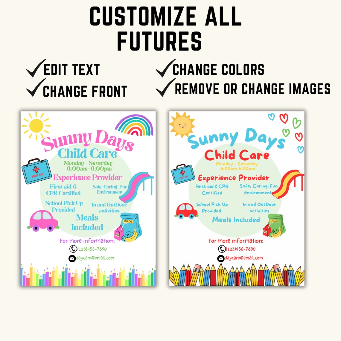 Child Care Provider Editable Advertisement - Daycare Flyer Template ...