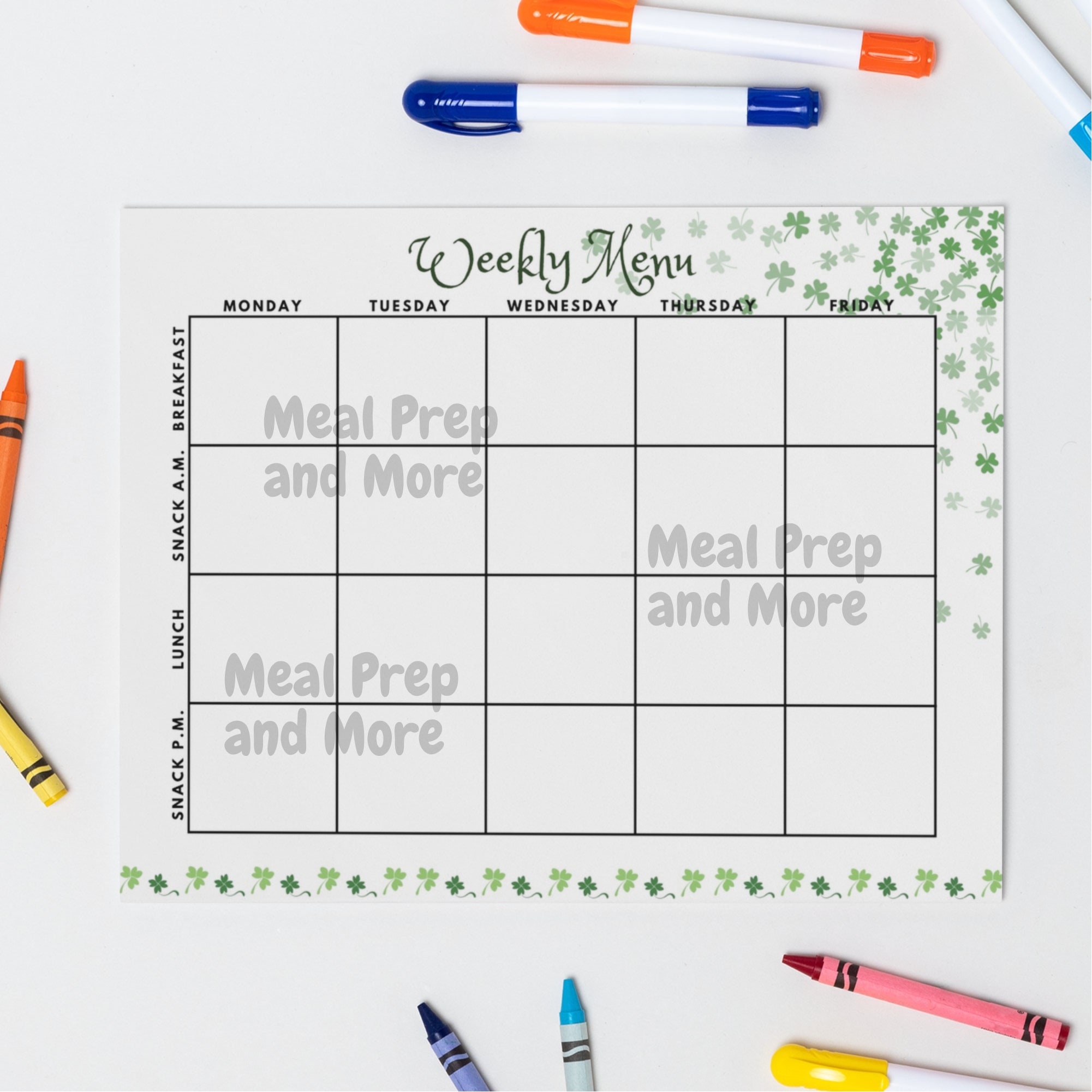 Childcare Weekly Menu Log Download - Saint Patrick’s Day Daycare Food ...