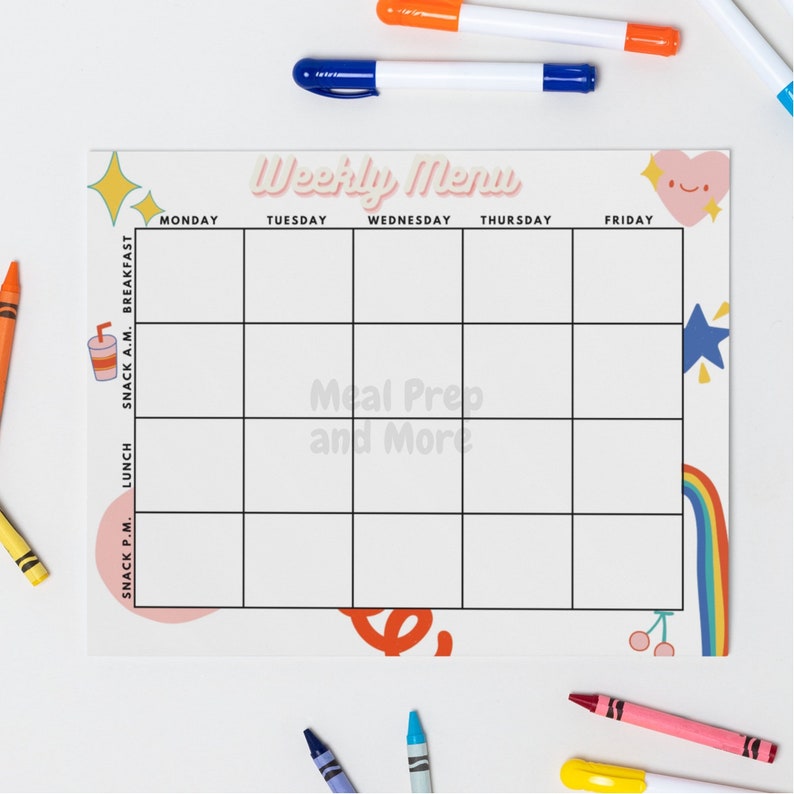 Childcare Weekly Menu Editable Template - Daycare Food Tracker ...