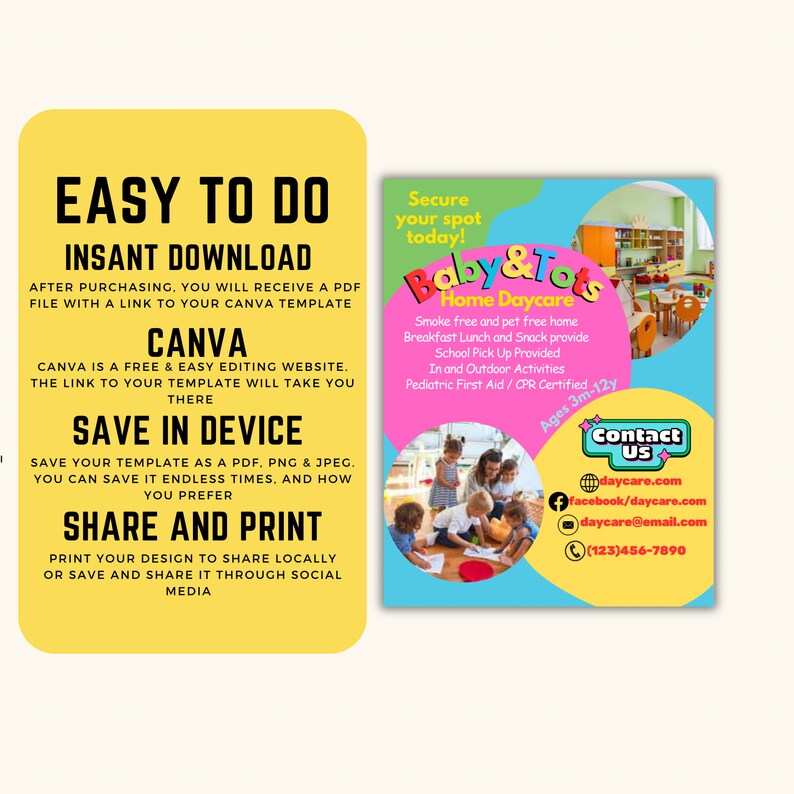 Child Care Provider Editable Advertisement - Daycare Flyer Template ...