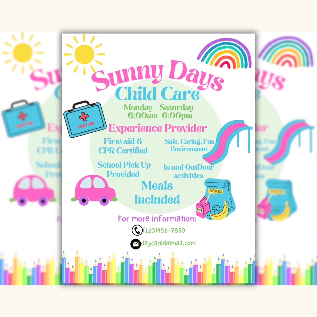 Child Care Provider Editable Advertisement - Daycare Flyer Template ...