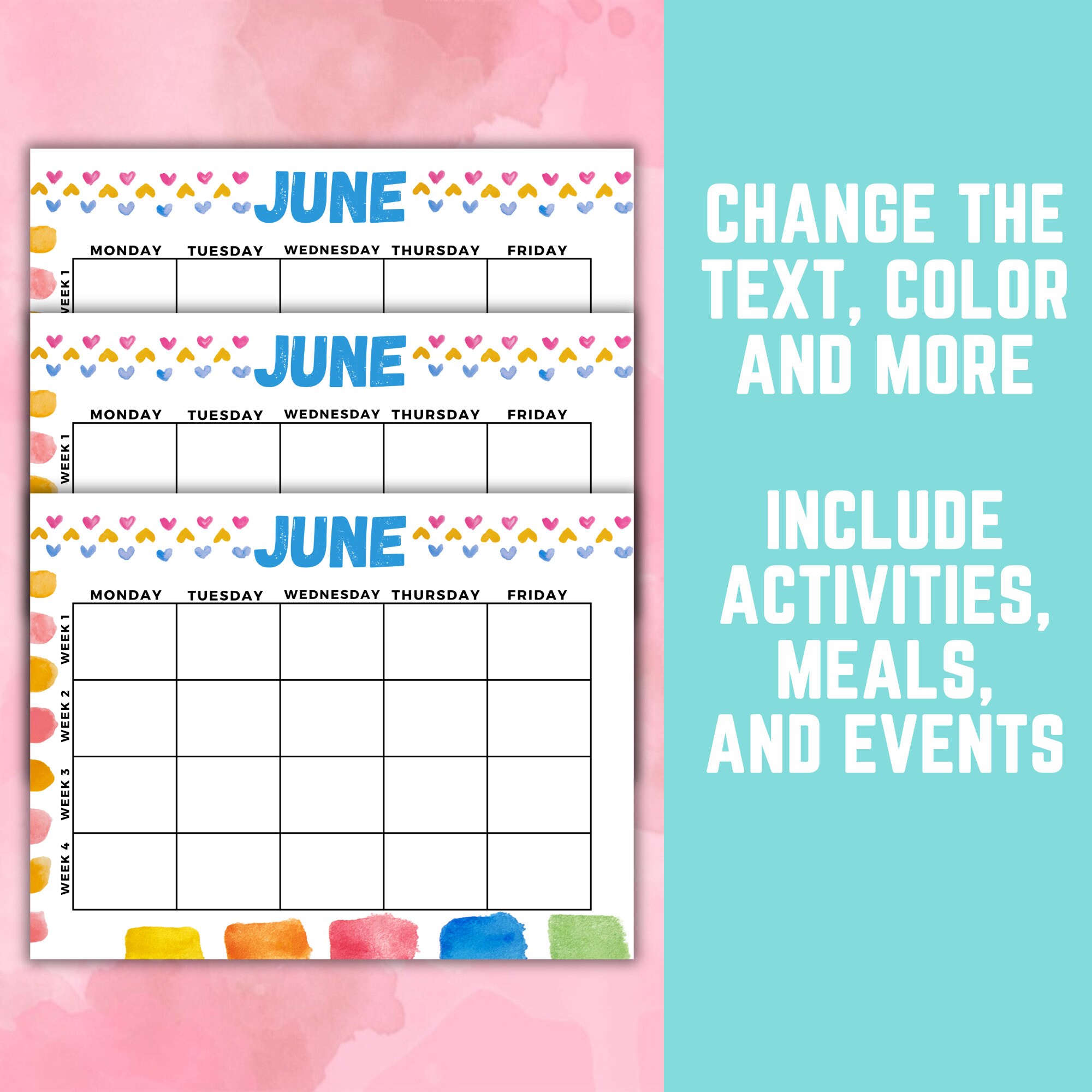 Childcare Monthly Menu Editable Template - Daycare Food Tracker ...