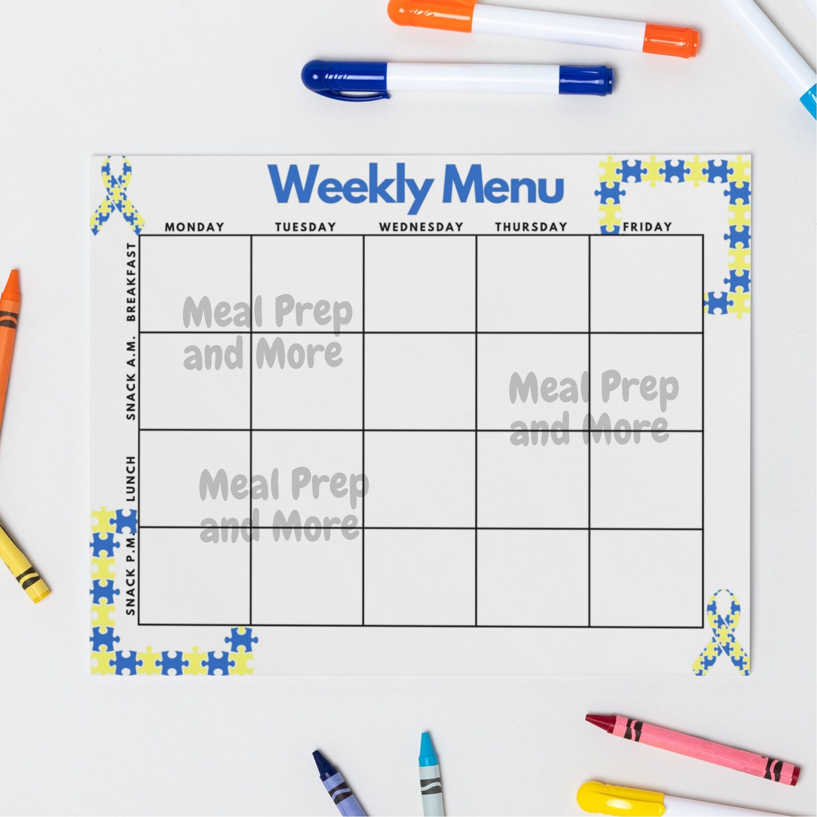 Autism Awareness Childcare Weekly Menu Download - Multipack Daycare ...